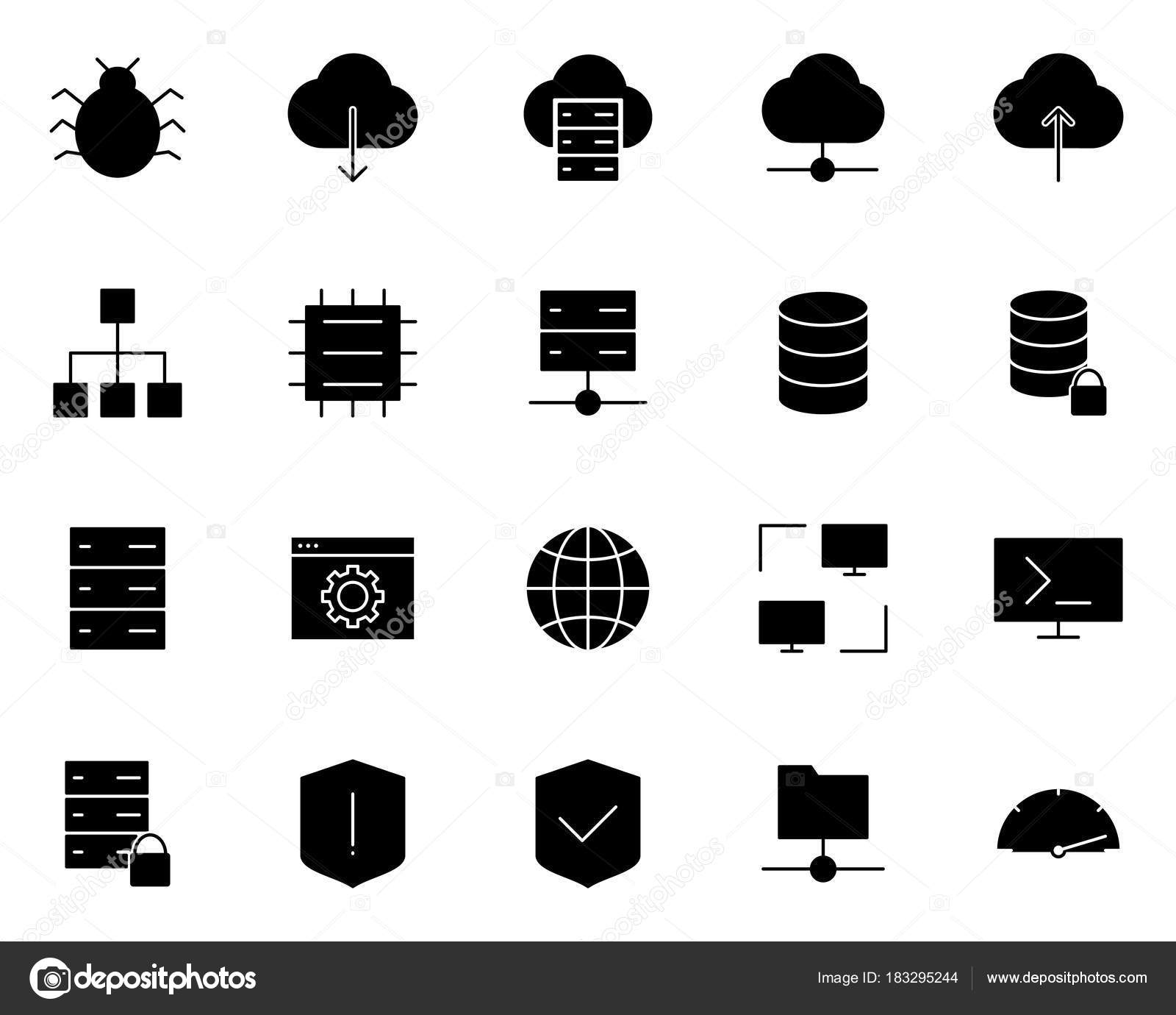 Hosting Icons Set. Vector Simple Minimal 96x96 Pictograms Stock Vector ...