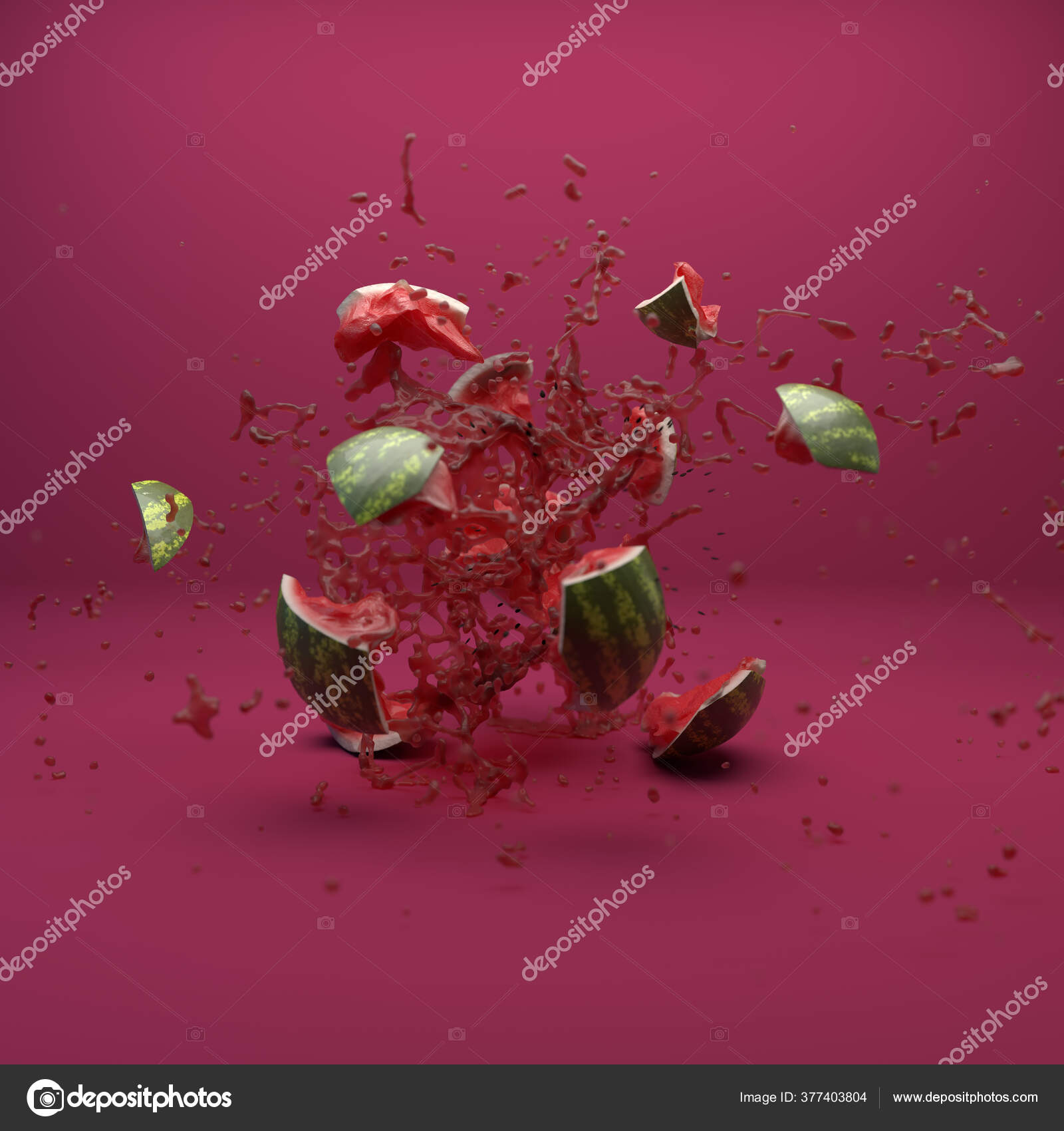 Watermelon Explosion Slices Juicy Watermelon Rendering Stock Photo by ...