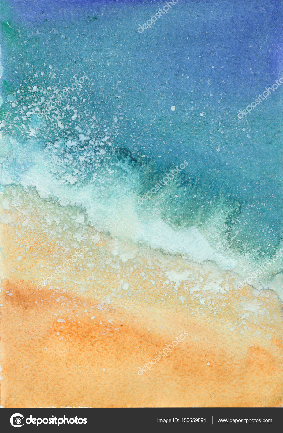 Watercolor sea beach Stock Photo by ©dvo 150659094