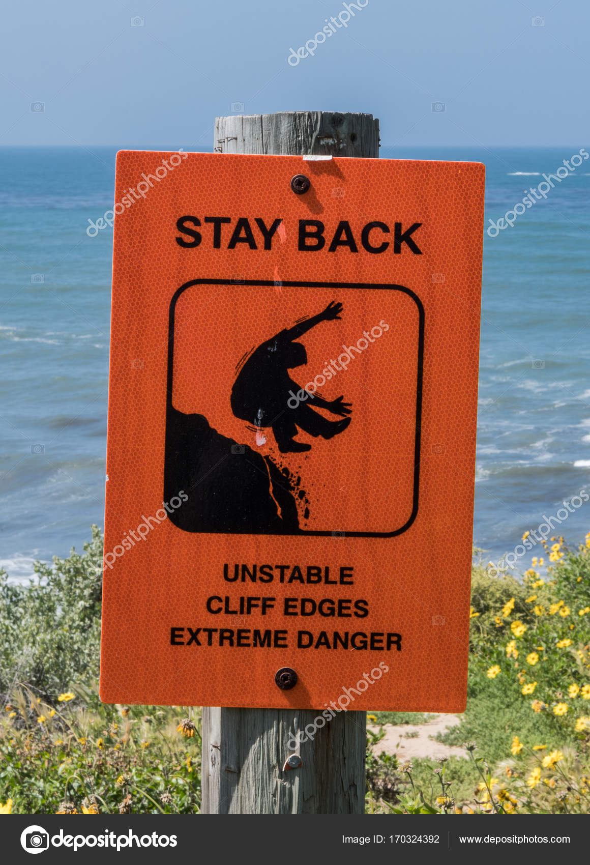 Unstable Cliffs Warning Sign — Stock Photo © kvddesign #170324392 Unstable Cliffs Warning Sign — Stock Photo © kvddesign #170324392