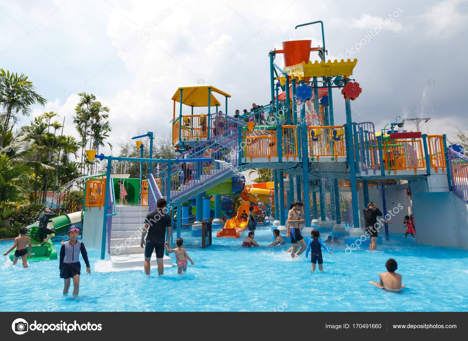 Tower of Power water attraction in Siam Park. – Stock Editorial Photo ...