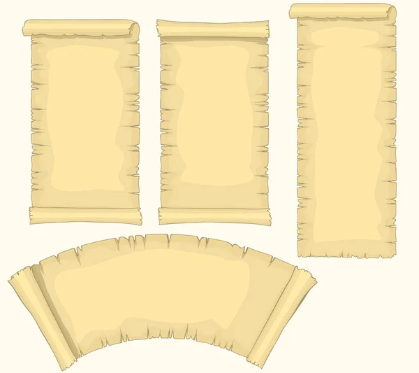Paper scroll vector set isolated on white background. Empty parchment rolled up scroll, old ...