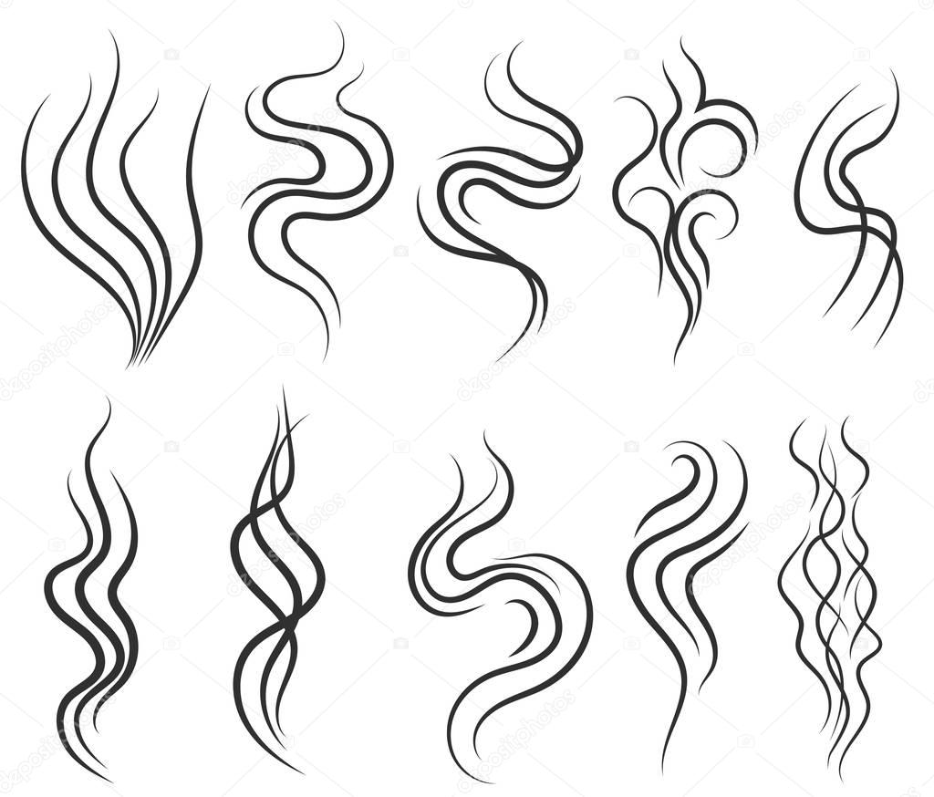 Smoke and steam smell lines, gas icon, aroma flow — Stock Vector ...
