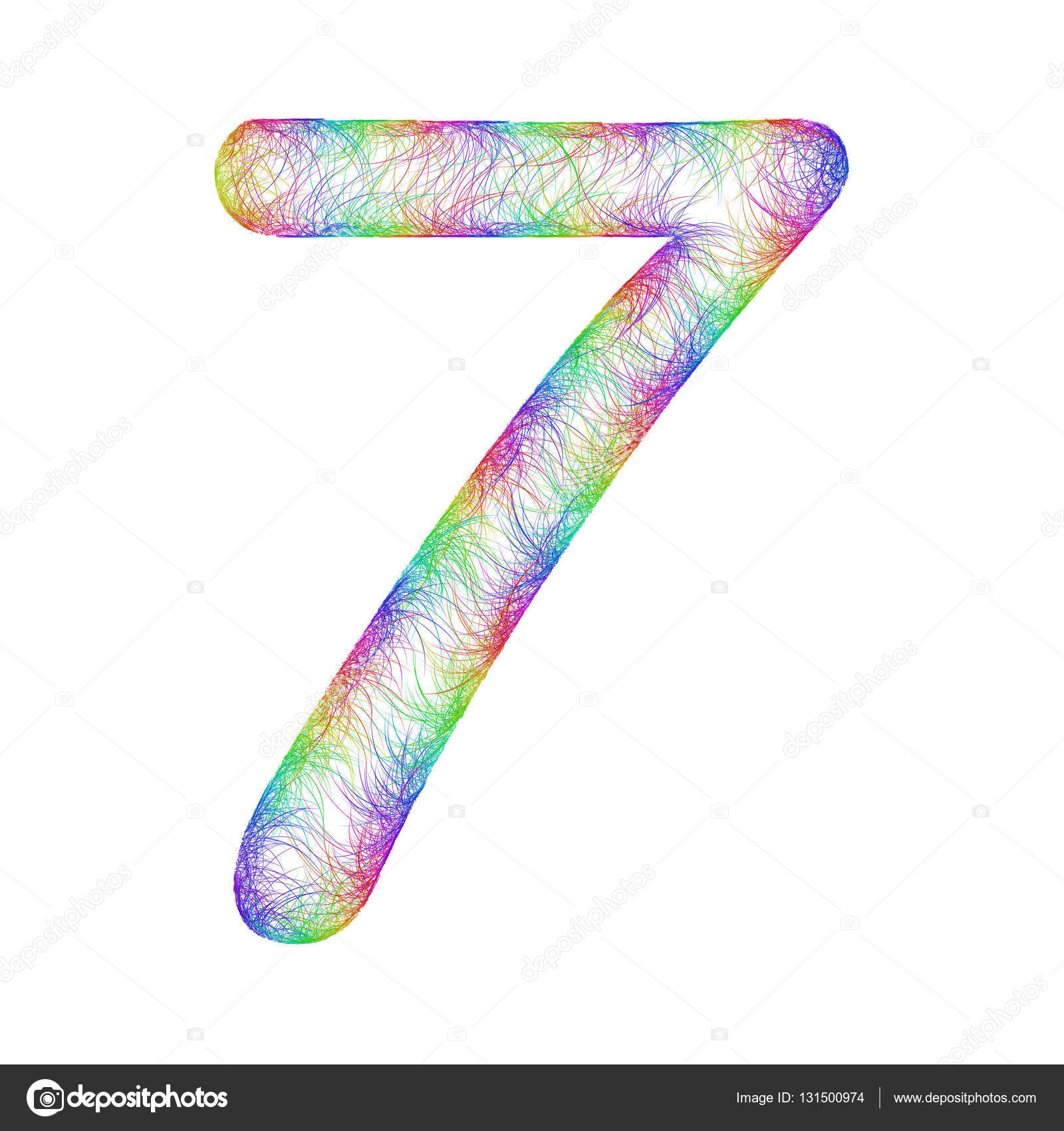Rainbow sketch font design - number 7 — Stock Vector © davidzydd #131500974