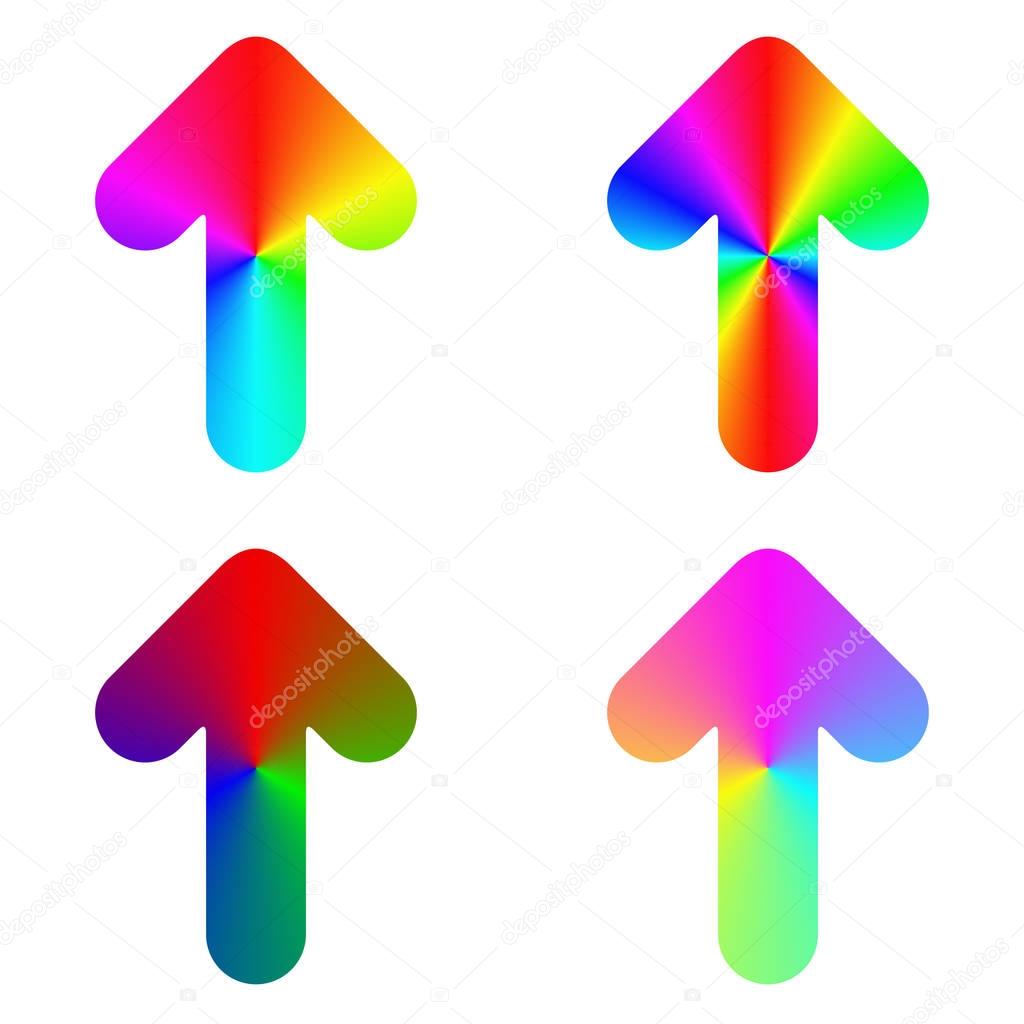 Rounded gradient rainbow arrow icon design set — Stock Vector ...