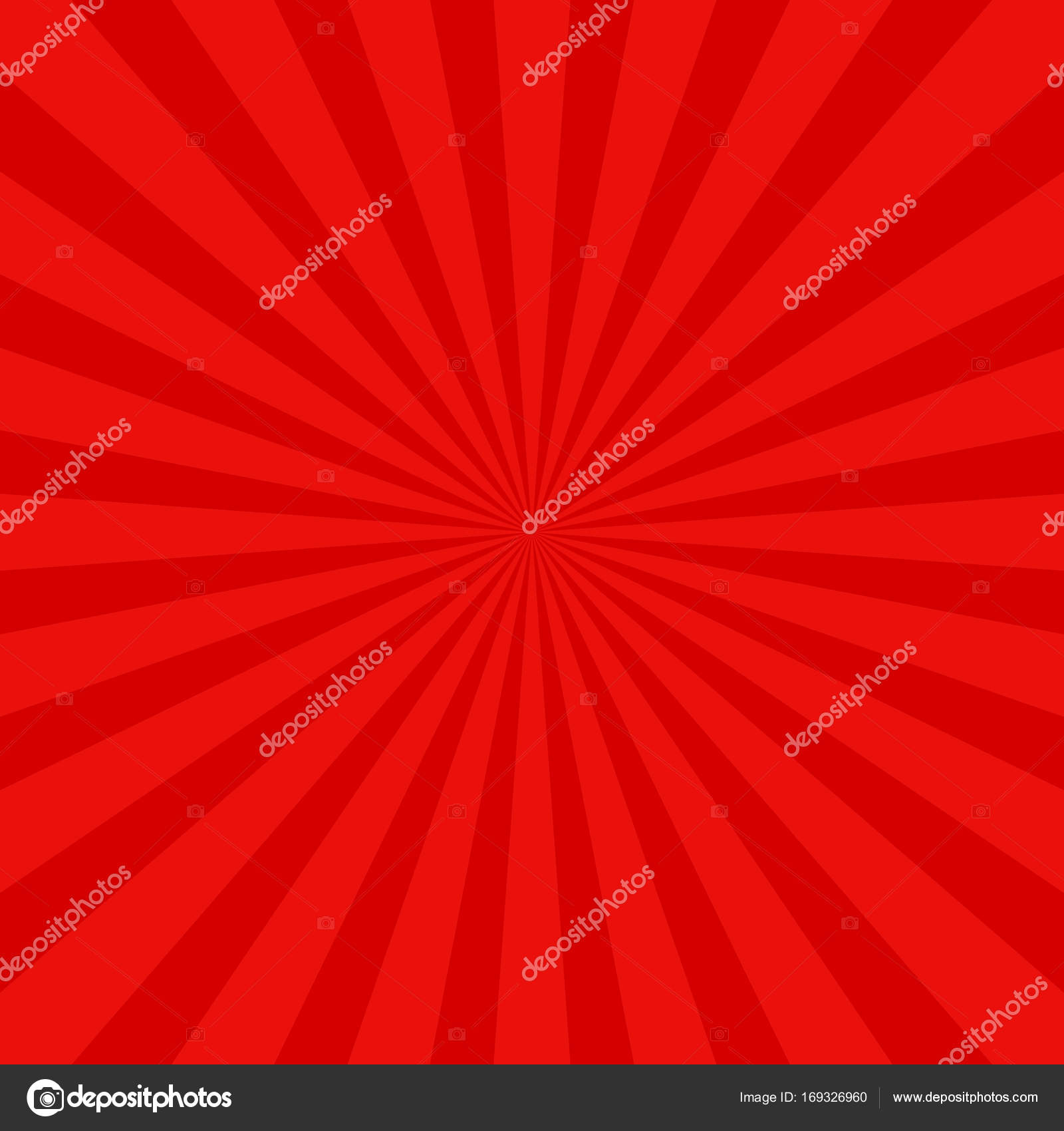 Red retro sun ray background - vector graphic design with radial rays ⬇ ...