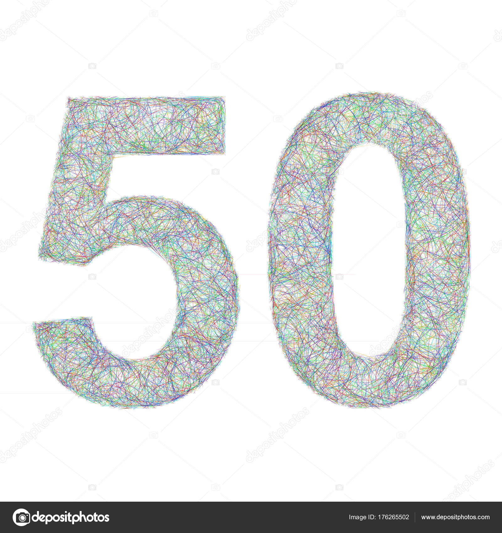 Colorful sketch anniversary design - number 50 — Stock Vector ...