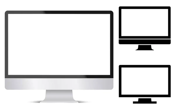 Computer Display Isolated White Background Blank Monitor Product Shelf ...