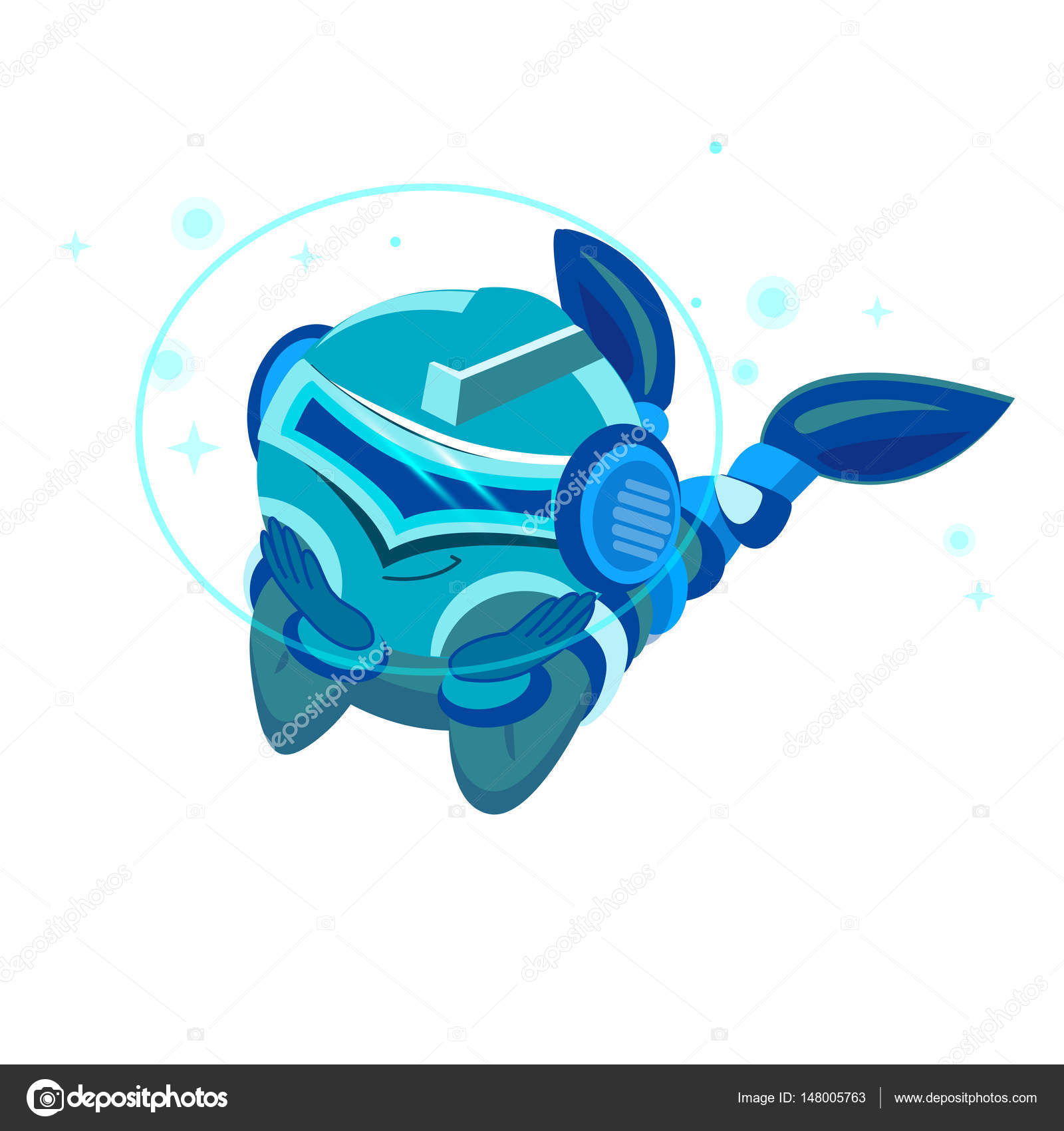 Cartoon Character blue robot. Vector illustration Stock Vector Image by ...