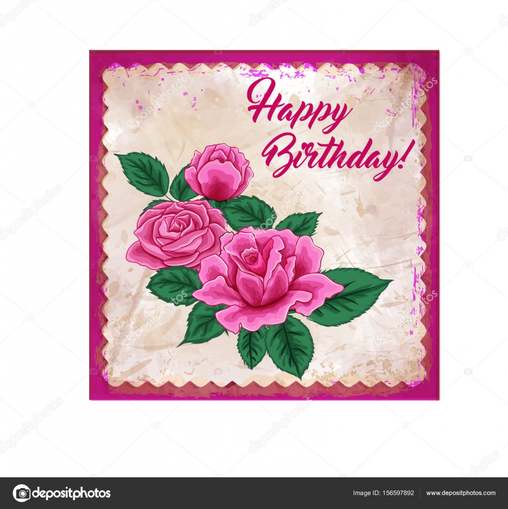 Happy Birthday greeeting card roses Stock Vector by ©direnko.katti ...