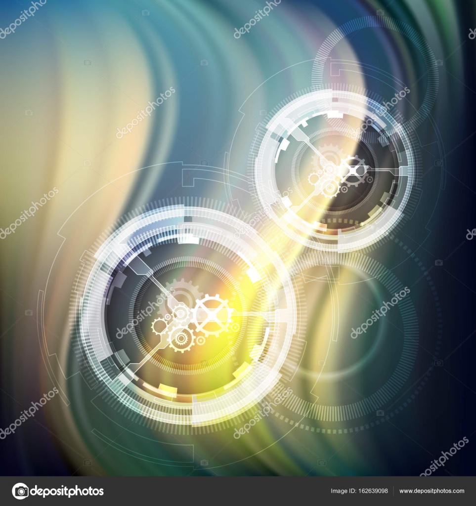 Vector illustration white gear wheel on circuit board, Hi-tech digital ...