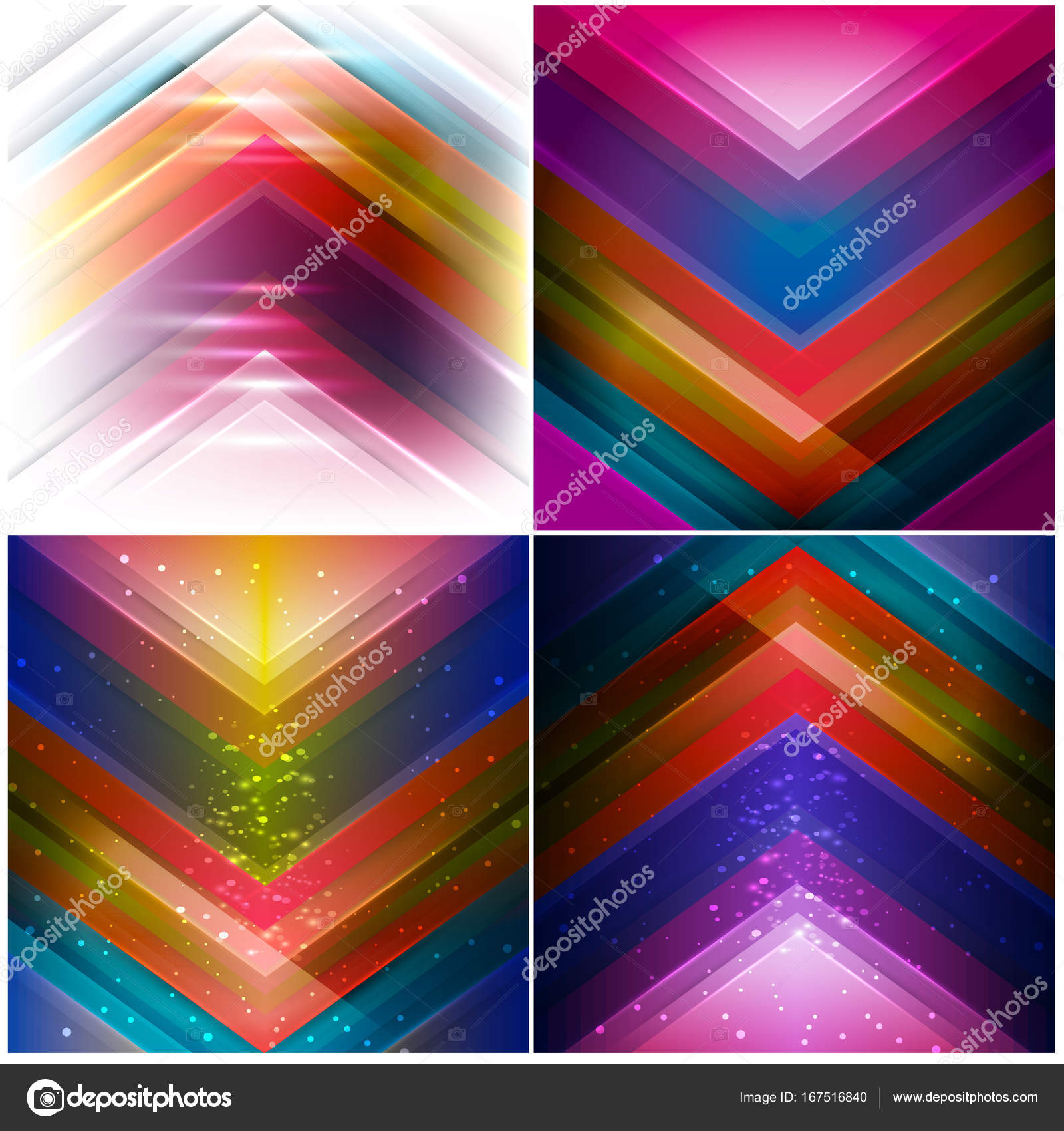 Vector set of abstract avant garde background with multicolored ...