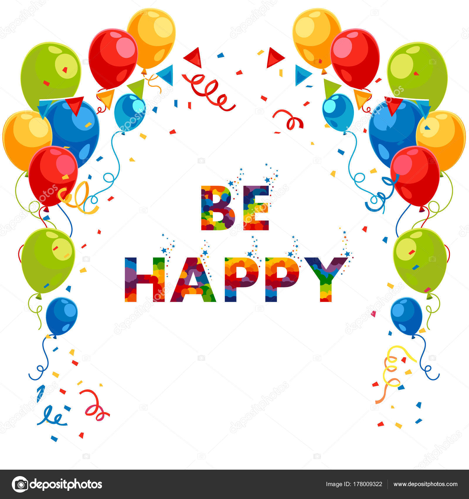 Be Happy. vector design with colored balloons. — Stock Vector © direnko ...