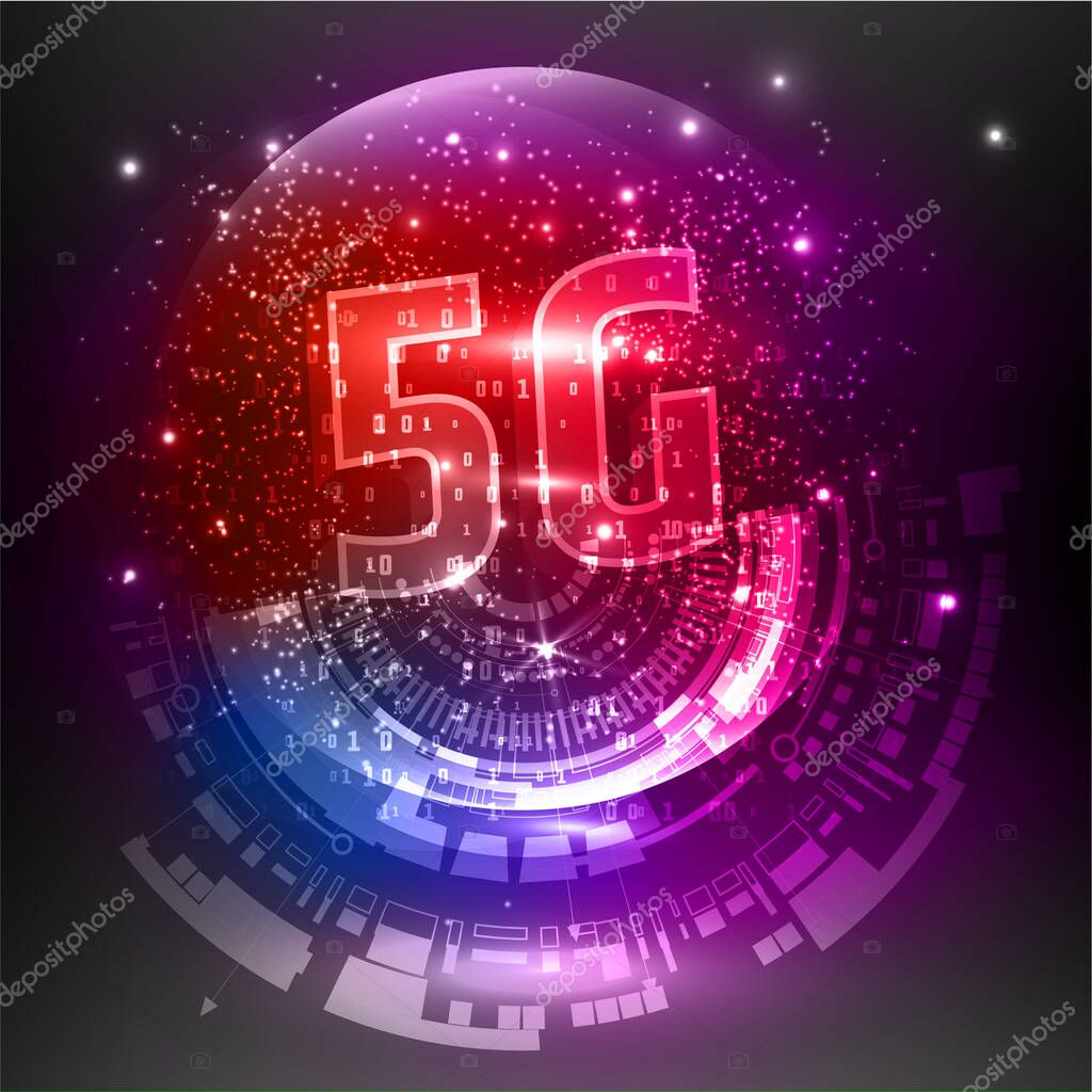 Sistemas inalámbricos de red 5G e ilustración de vectores de Internet. Red de comunicación ...