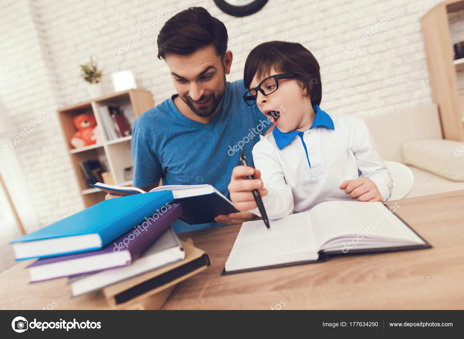 Man Spends Time His Son Father Boy Engaged Raising Child Stock Photo by ...