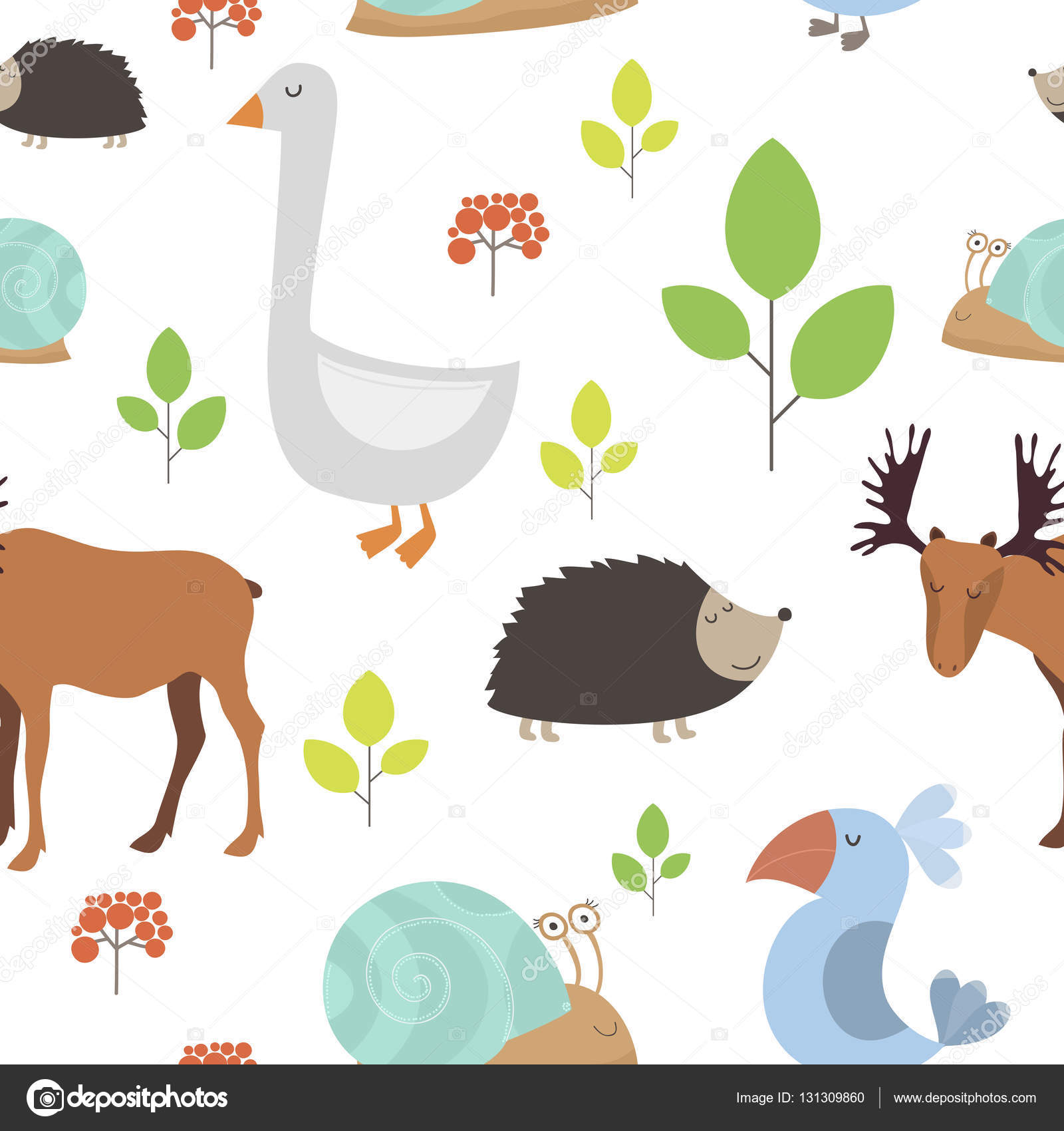 Pattern with different animals Stock Vector Image by ©vareennik #131309860