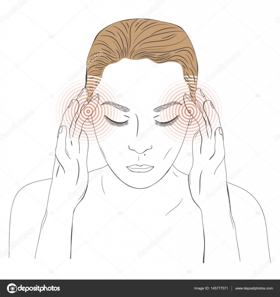 Woman suffering from pain in the head — Stock Vector © vareennik #145777571