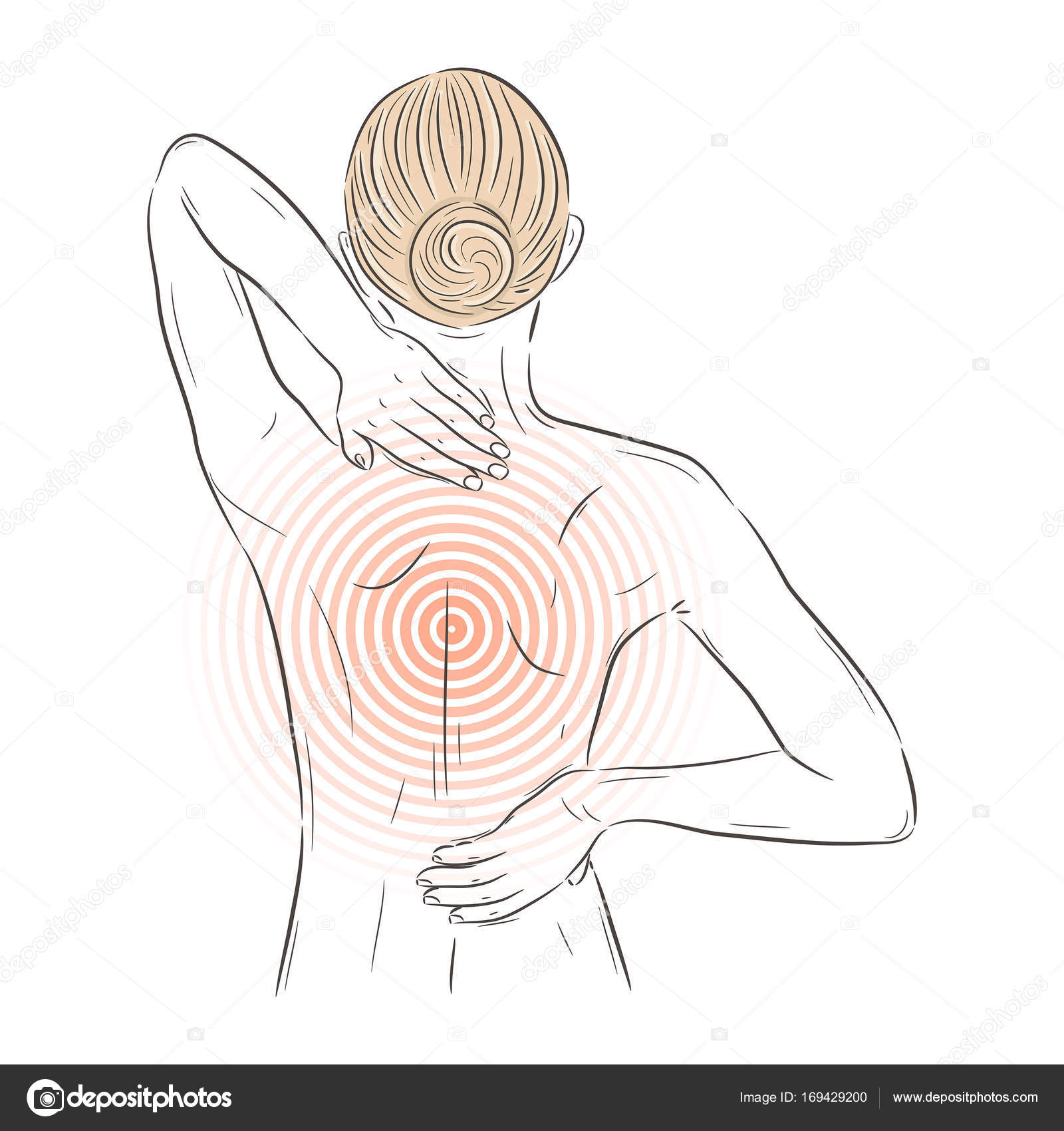 Vector Illustration Person Suffering Pain Back Stock Illustration by ...