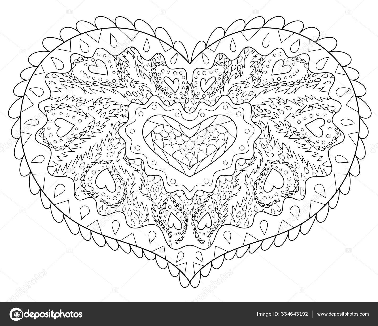 Beautiful heart for coloring book. Stock Vector by ©Lezhepyoka 334643192