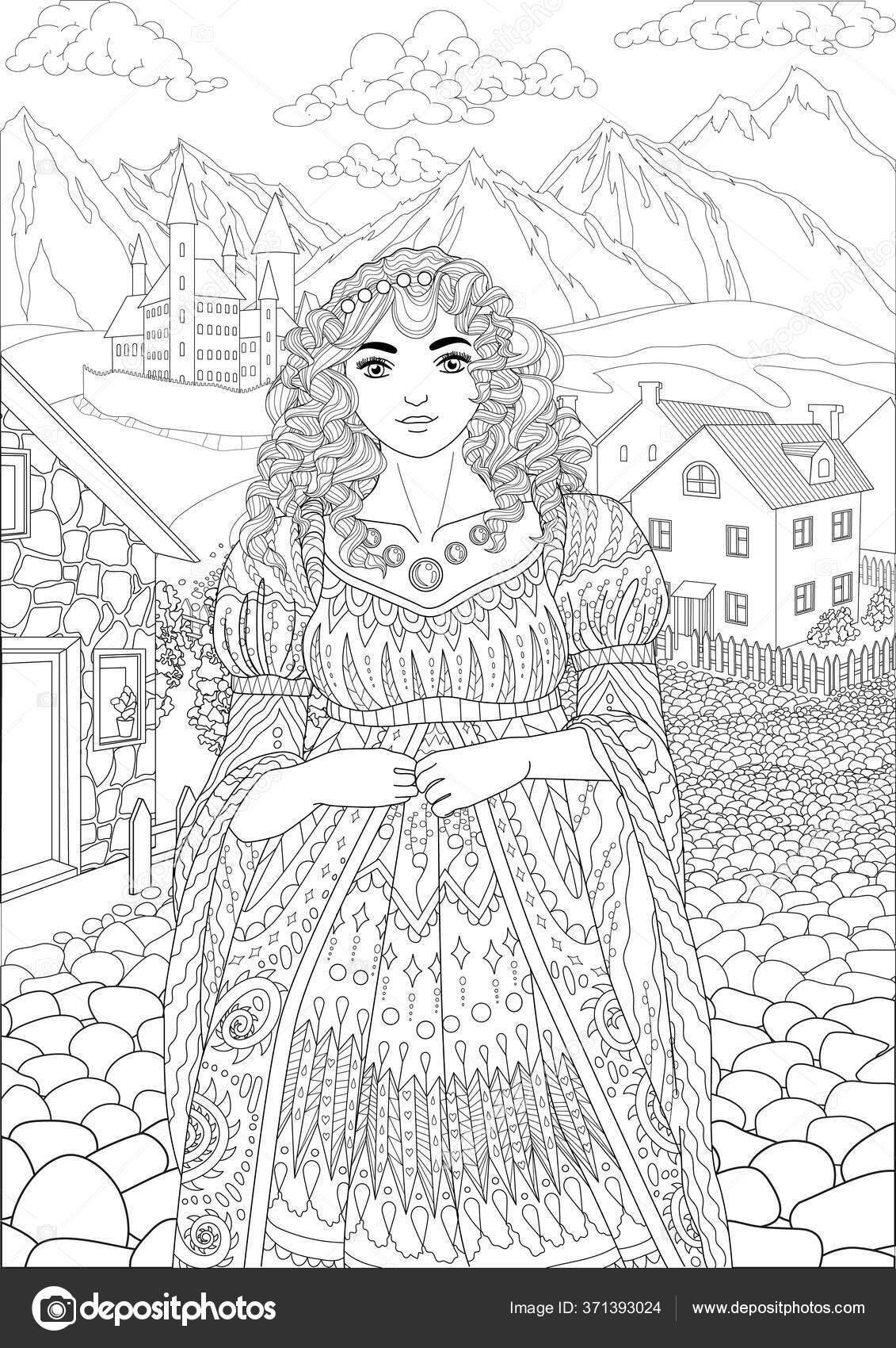 Beautiful Medieval Princess Drawing