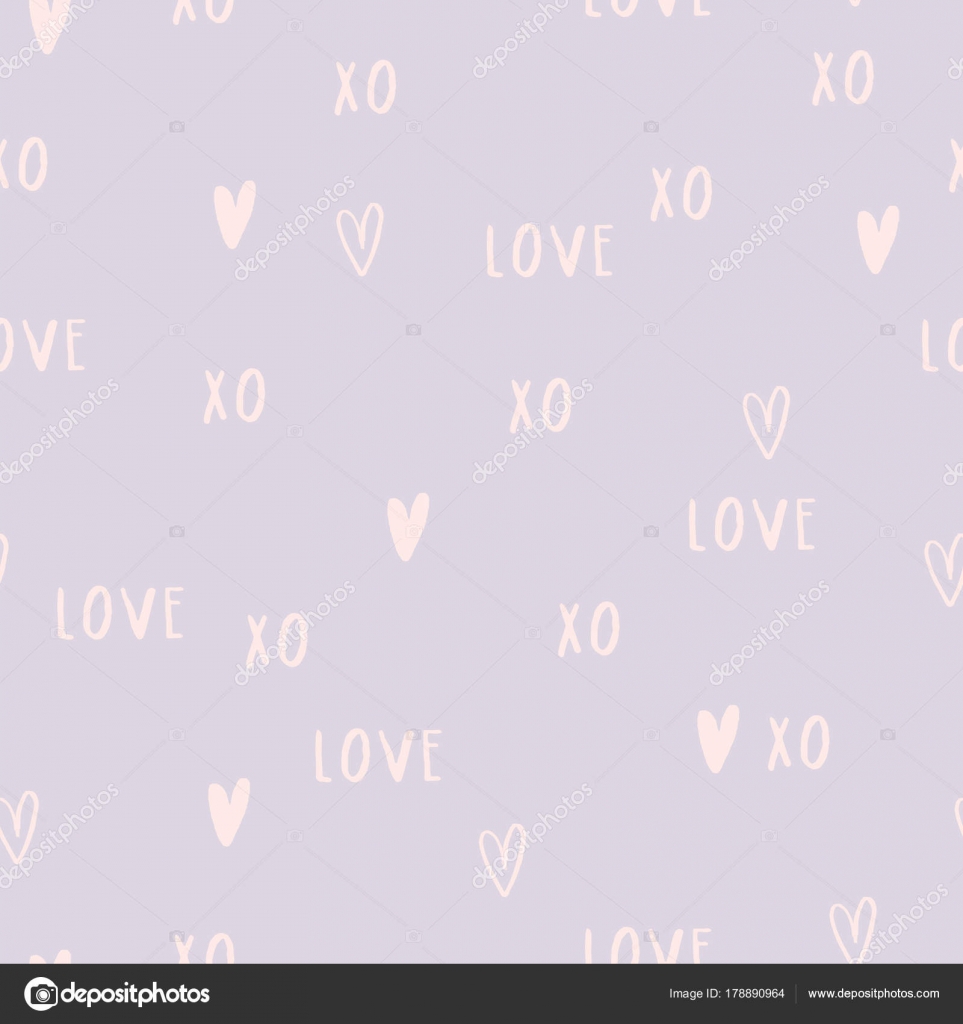 Beautiful Romantic Texture Words Love Hearts Vector Seamless Pattern ...