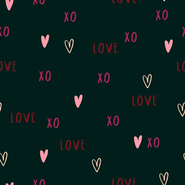 Beautiful Romantic Texture Words Love Hearts Vector Seamless Pattern ...