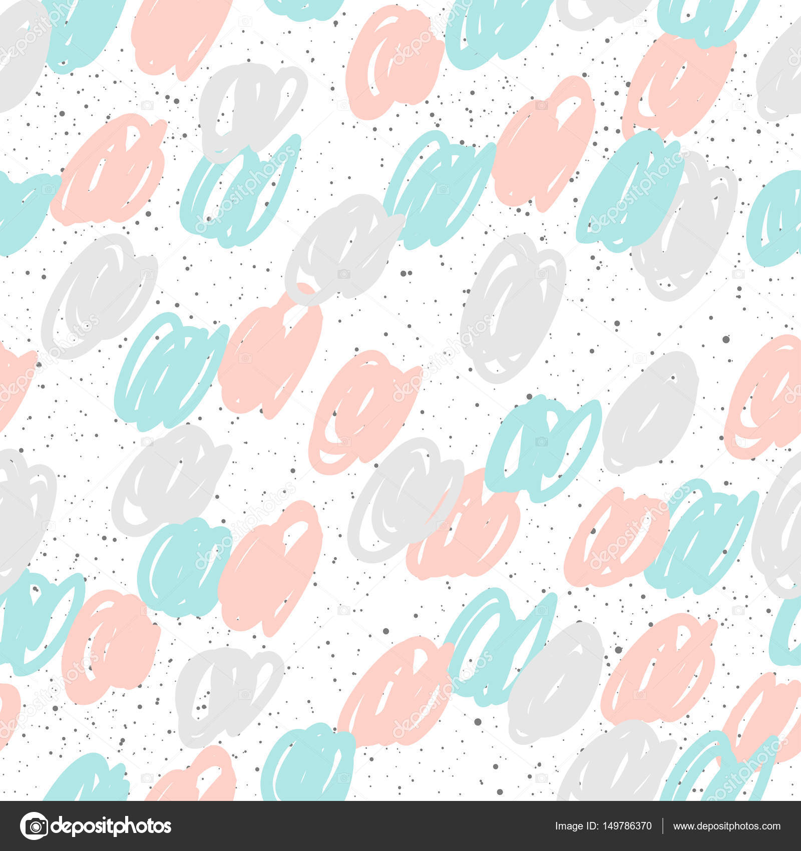 Doodle elements seamless background. Grey, blue and pink doodle Stock ...