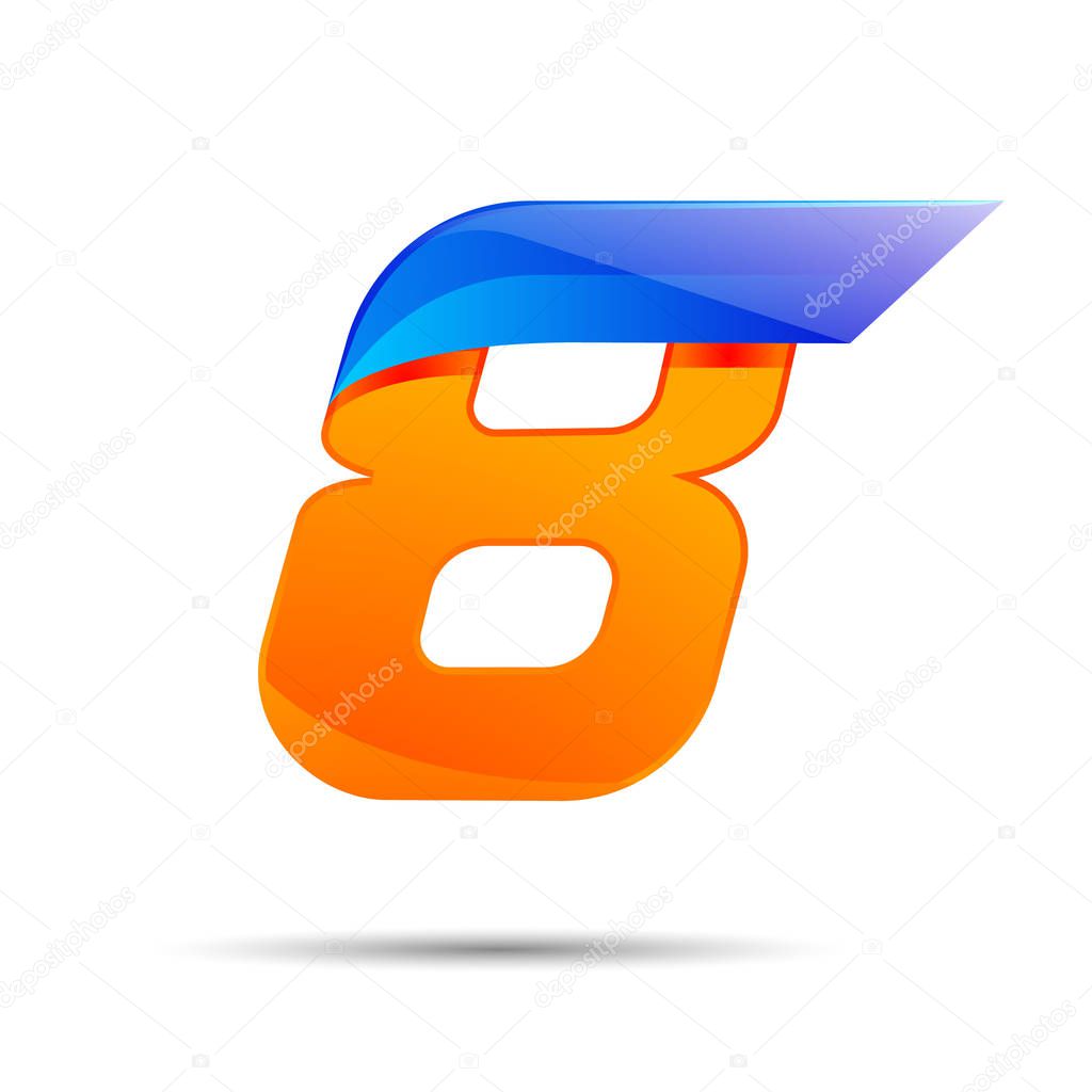 Number 8 logos | Number eight 8 logo orange and blue color with fast ...