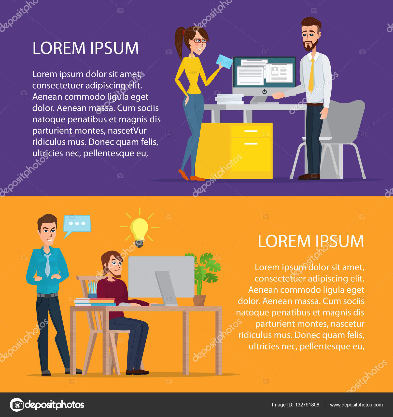 Task Conversation Businessman at Desk Working on Computer. Cartoon ...