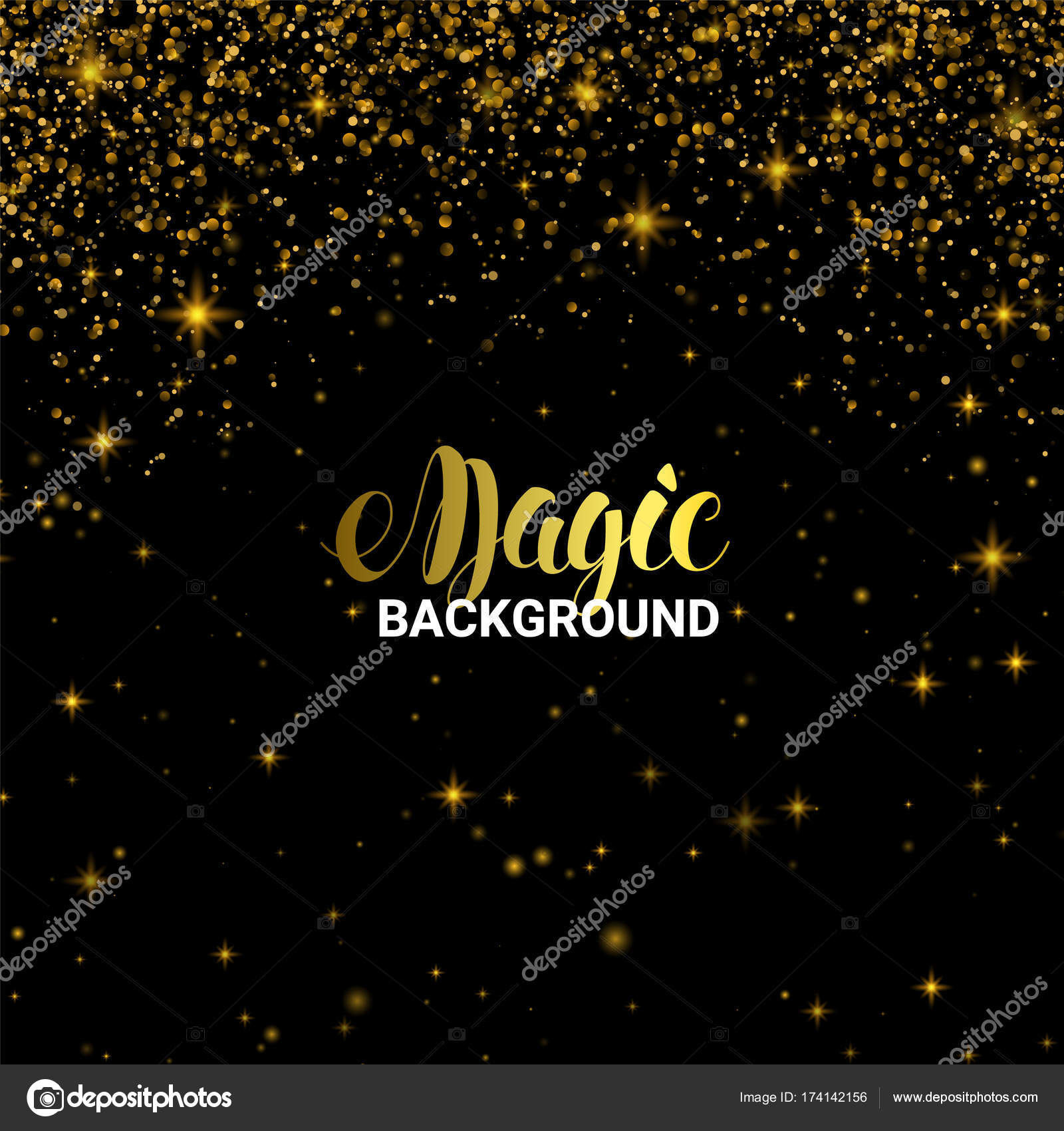 Magic Golden Light Effect. Shiny Star Burst Light with Gold Luxury ...