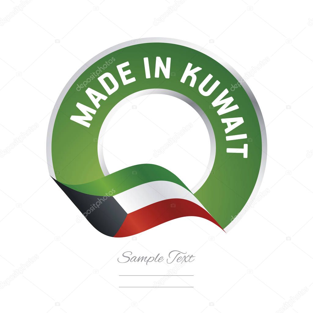 Hecho en Kuwait bandera de color verde etiqueta botón de bandera 2023