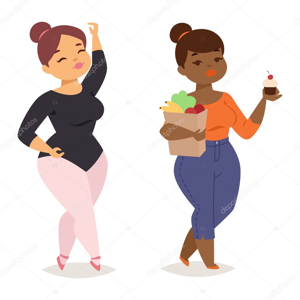Fat Girl Vector Illustration Character — Stock Vector © Adekvat 125790168