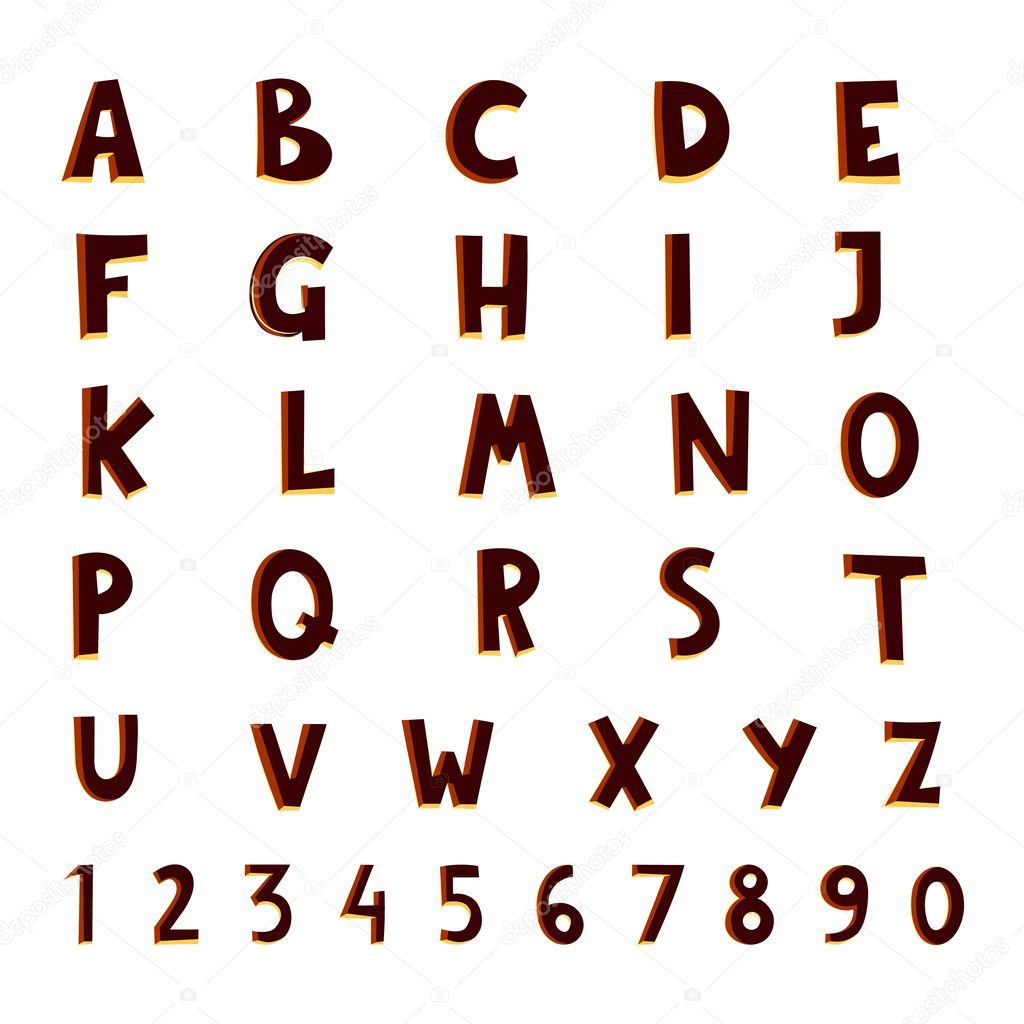 Alphabet black silhouette cartoon vector illustration. Stock Vector ...