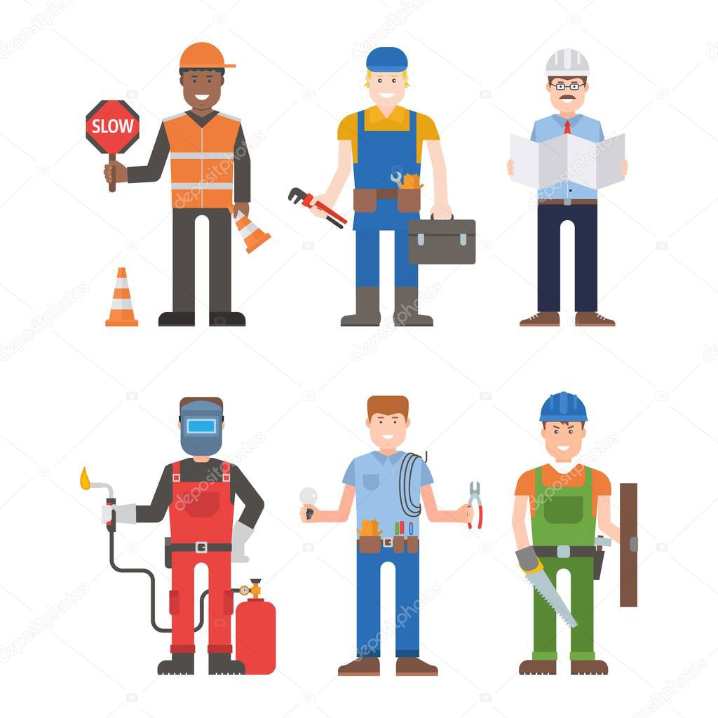 Obreros hombre vector conjunto . Vector de stock #128870372 de ©adekvat
