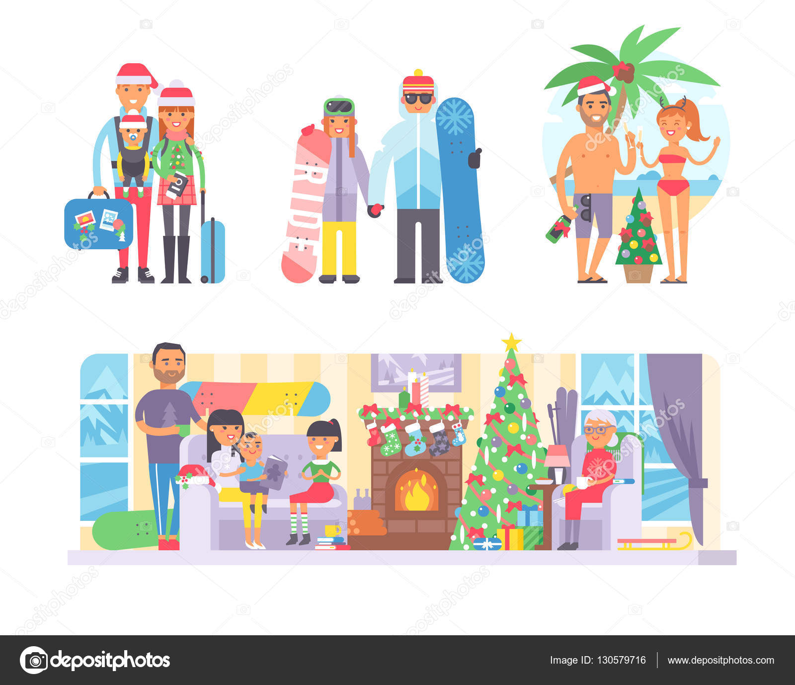 Family winter Christmas vacation vector Stock Vector Image by ©adekvat ...