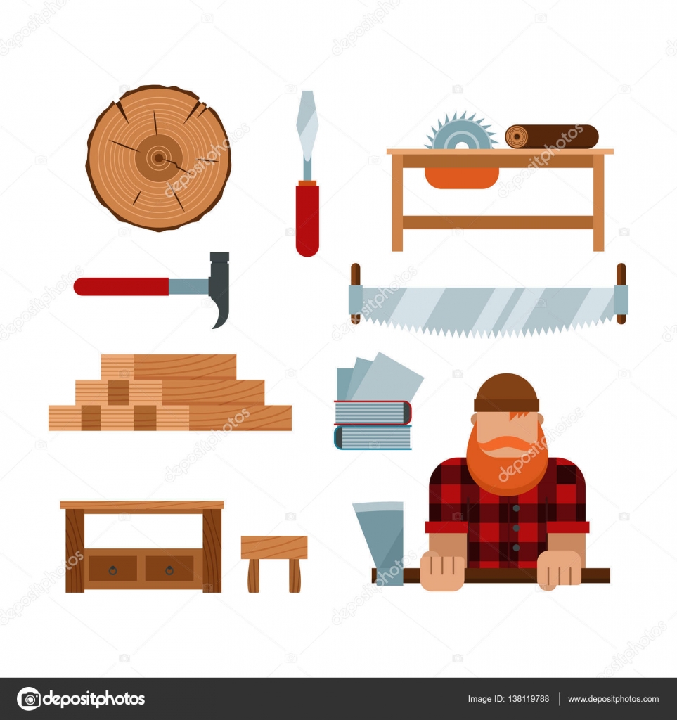 Lumberjack cartoon tools icons vector illustration Stock Vector by ...