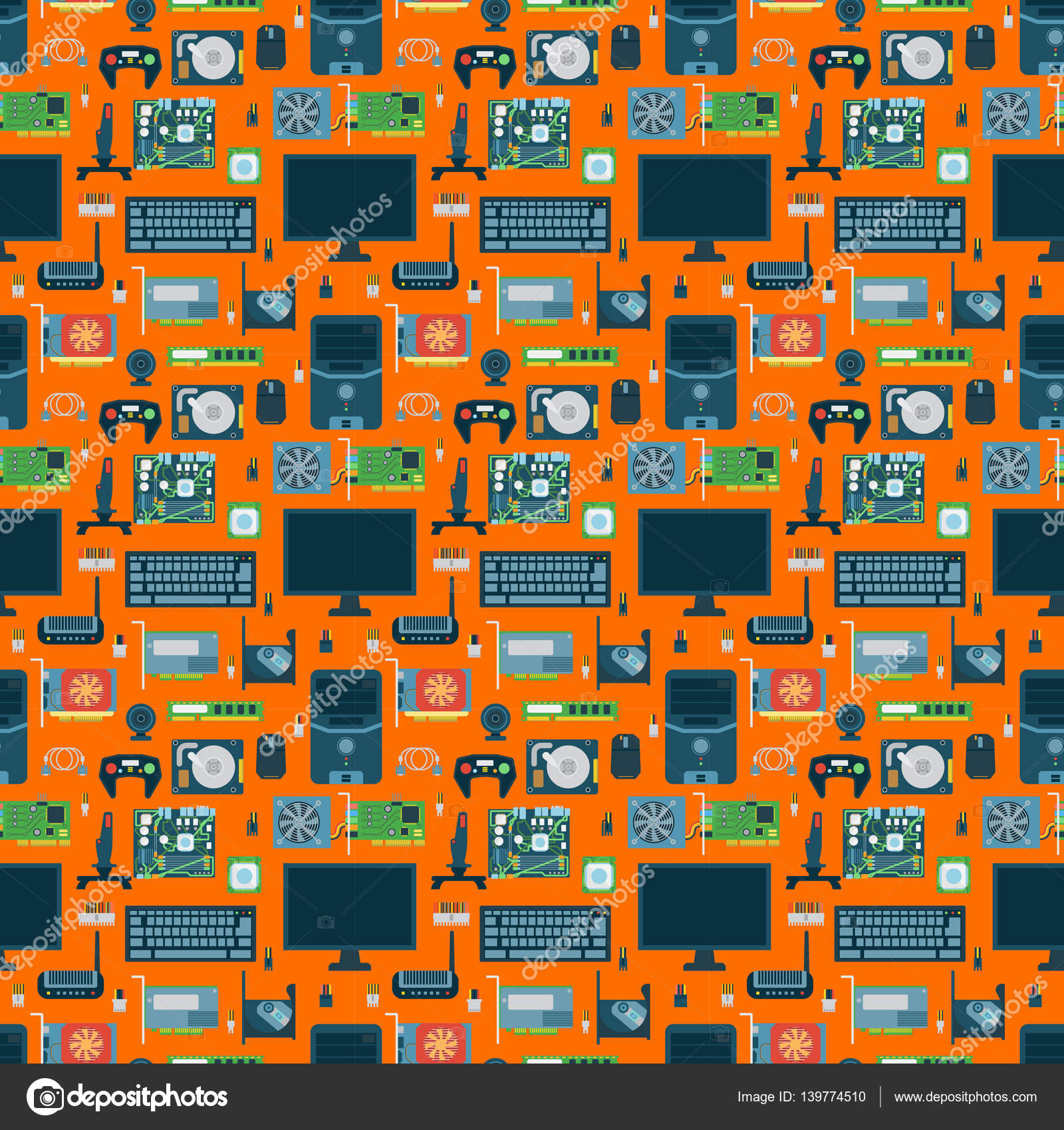 Computer parts seamless pattern. Stock Vector Image by ©adekvat #139774510