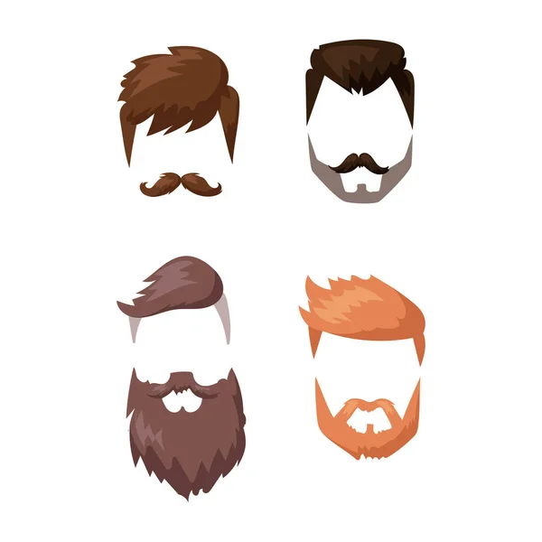 Hairstyles beard and hair face cut mask flat cartoon collection Stock ...