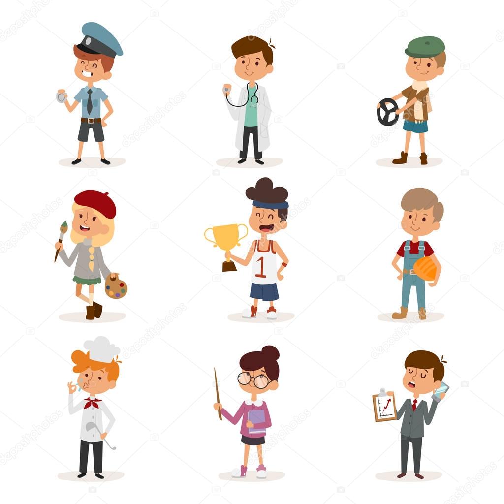 dibujos animados profesi n ni os ni os vector conjunto ilustraci n persona infancia pintor ...