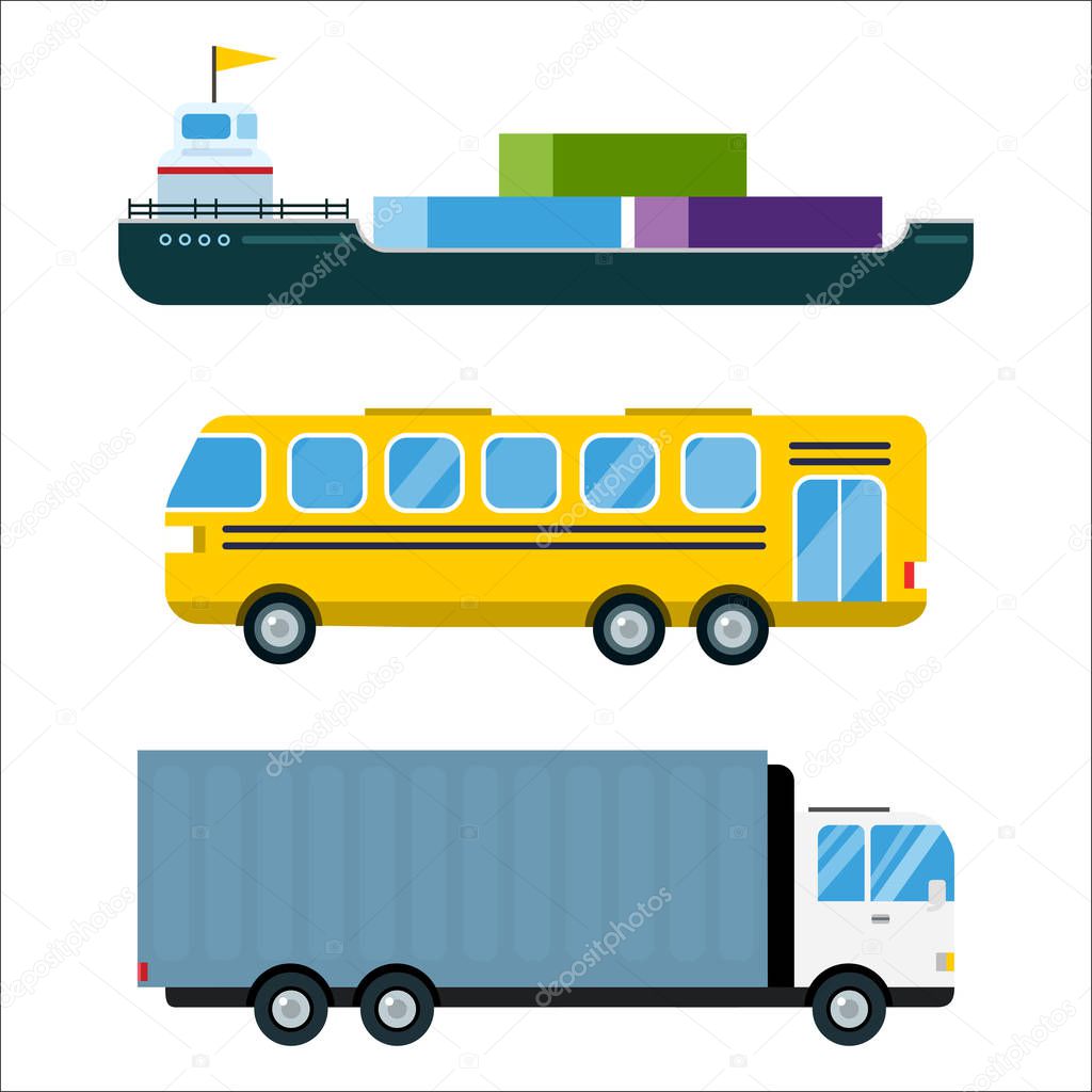 Transporte entrega vector aislado blanco transporte coche autobús ...