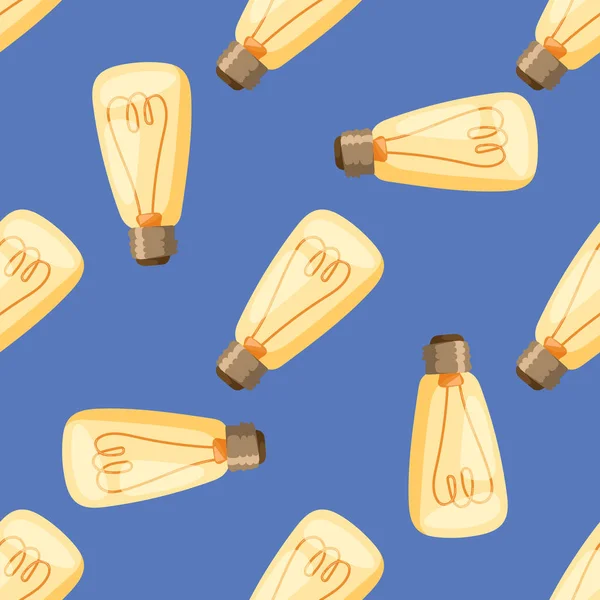 Cartoon lamps old retro light bulb seamless pattern background design ...