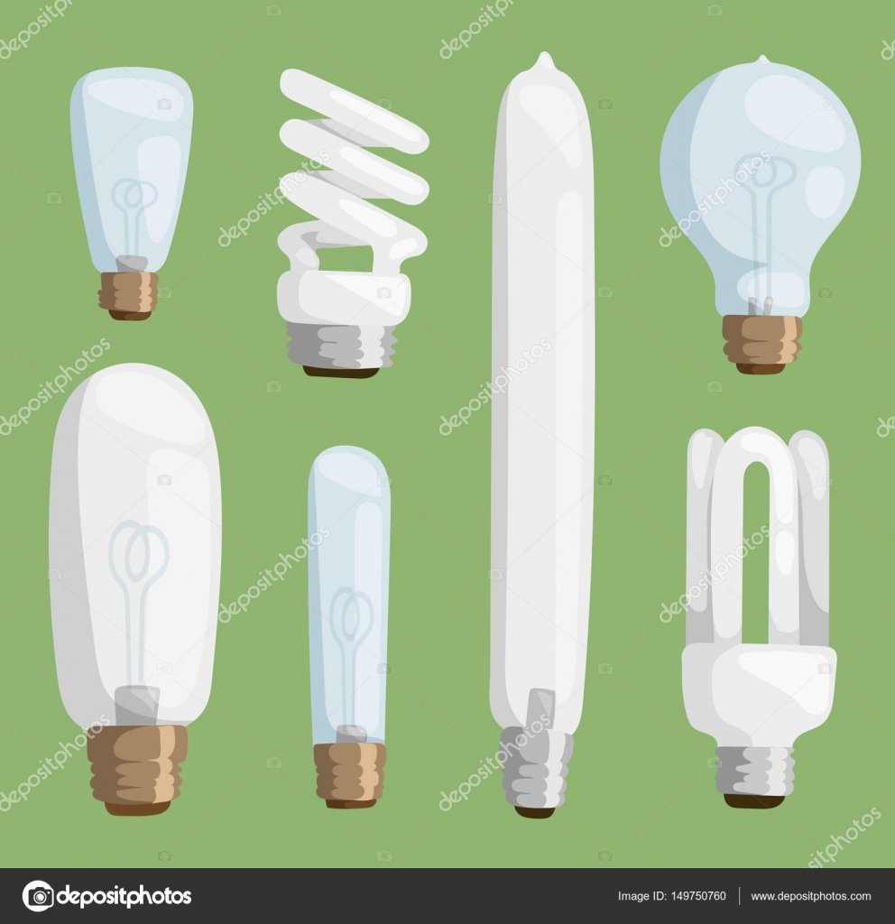 Cartoon lamps light bulb electricity design flat vector illustration ...