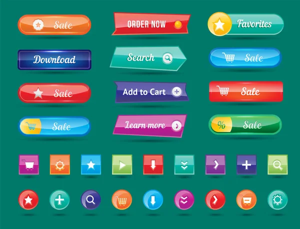 Colorful website buttons design vector illustration glossy graphic ...