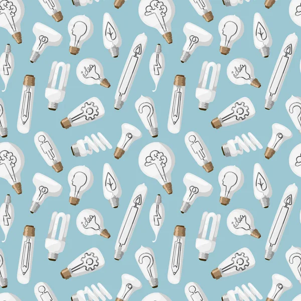 Cartoon lamps old retro light bulb seamless pattern background design ...