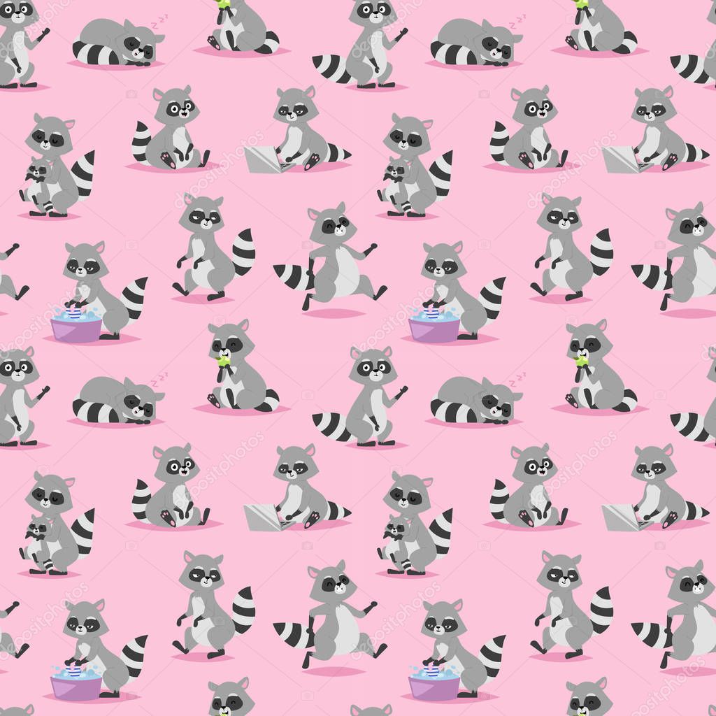 Dibujos animados mapache vector ilustraci n patr n sin costura 2024