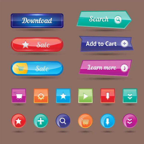 Colorful website buttons design vector illustration glossy graphic ...