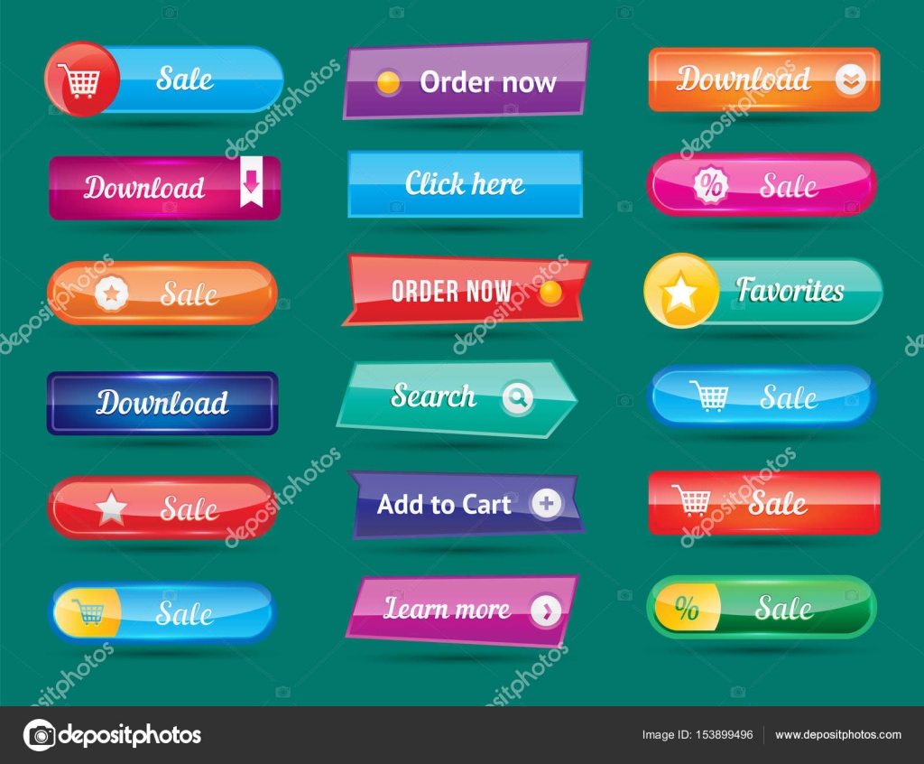 Colorful website buttons design vector illustration glossy graphic ...