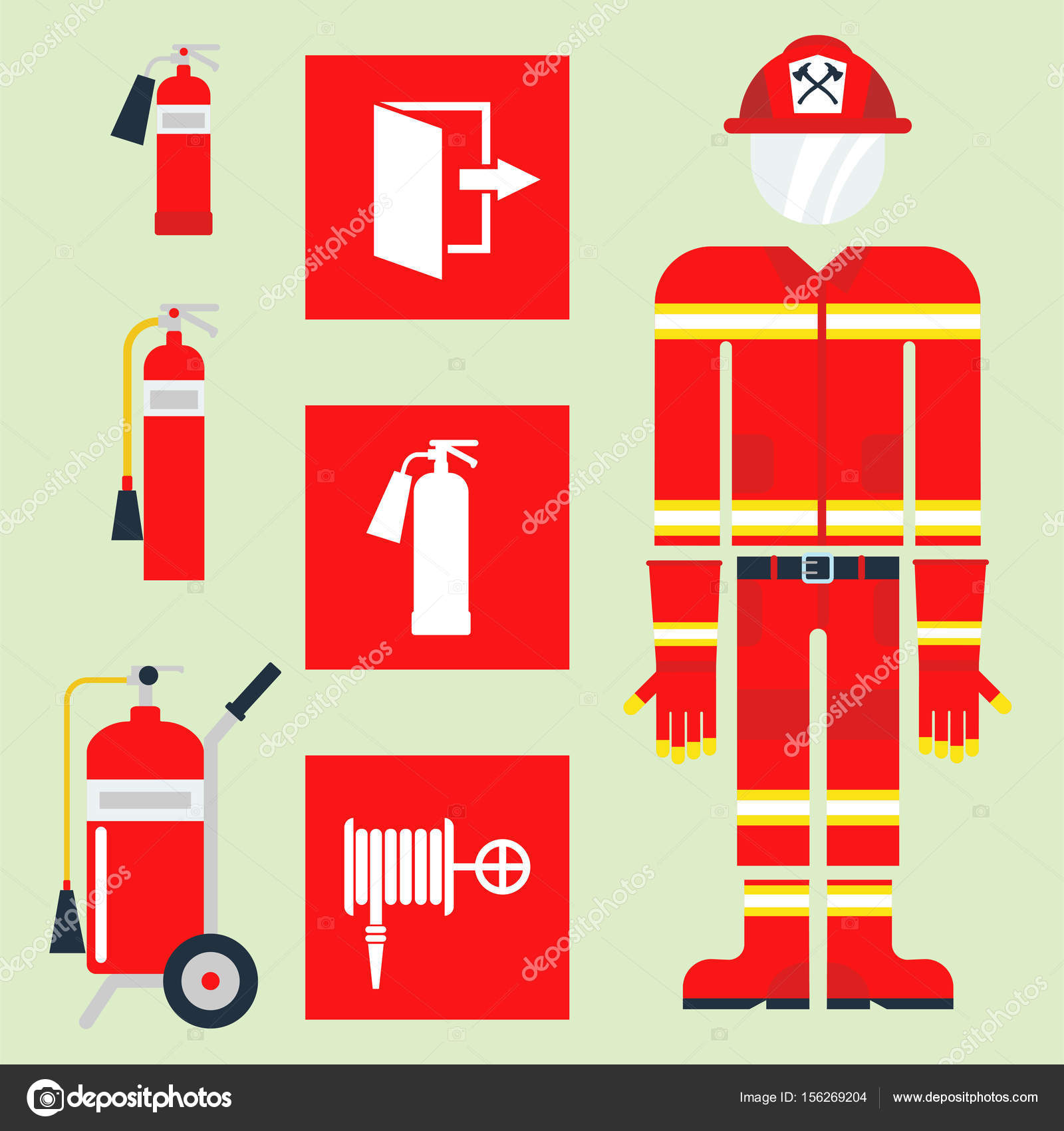 Fire safety equipment emergency tools firefighter safe danger accident ...