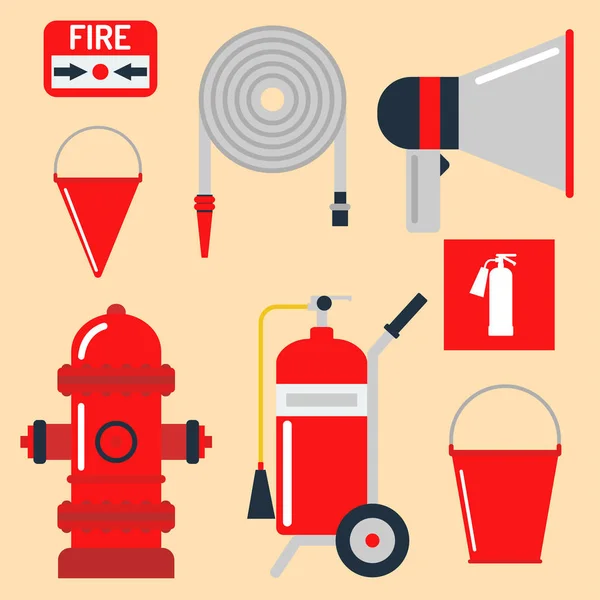 Vector Set Firefighter Fire safety Flat Icons and Symbols. ⬇ Vector ...