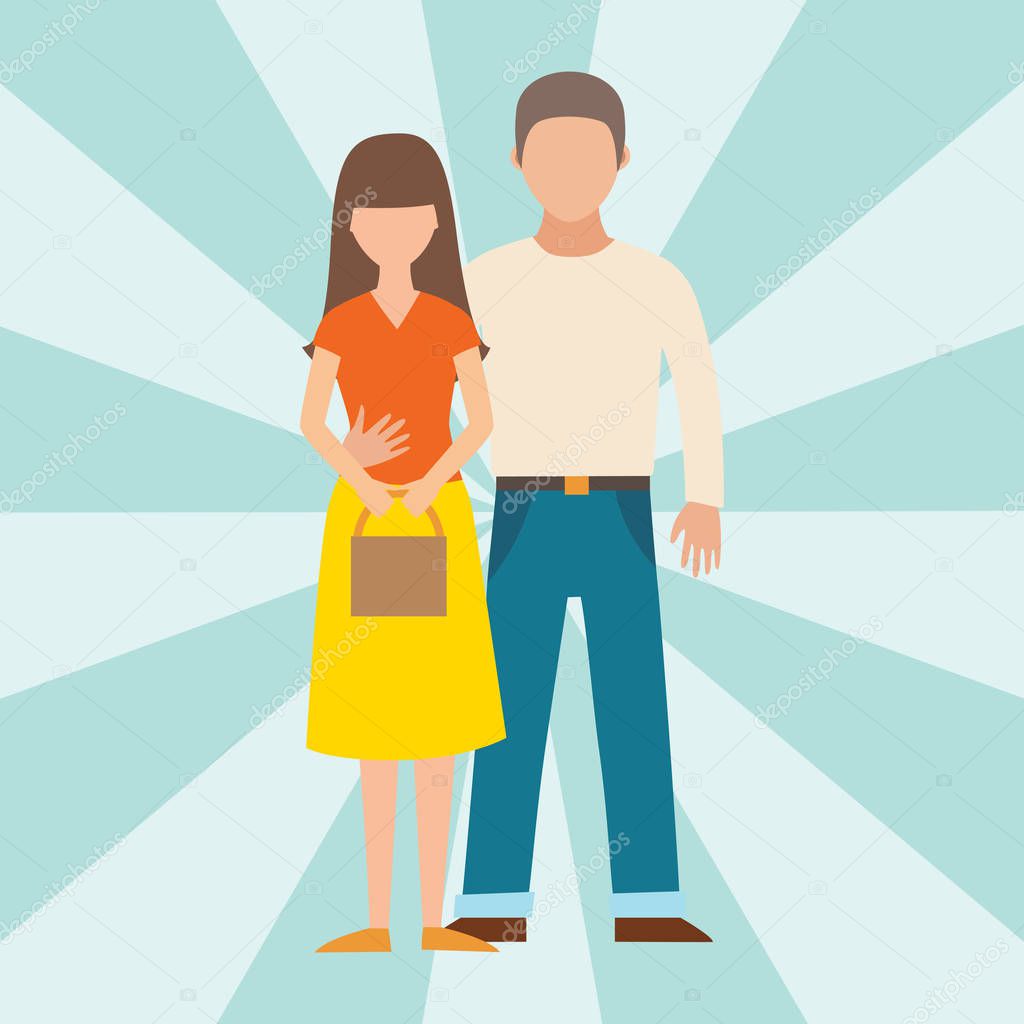 Personas feliz pareja dibujos animados relación personajes estilo de ...